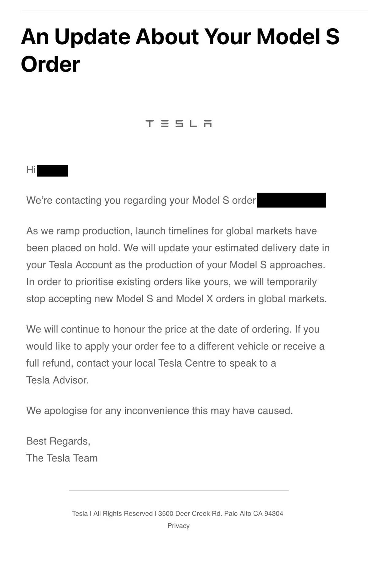 Tesla tells Model S and Model X customers global launch delayed and ...