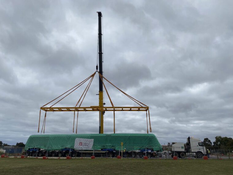 Australia's first electric "trackless tram" arrives for trial runs