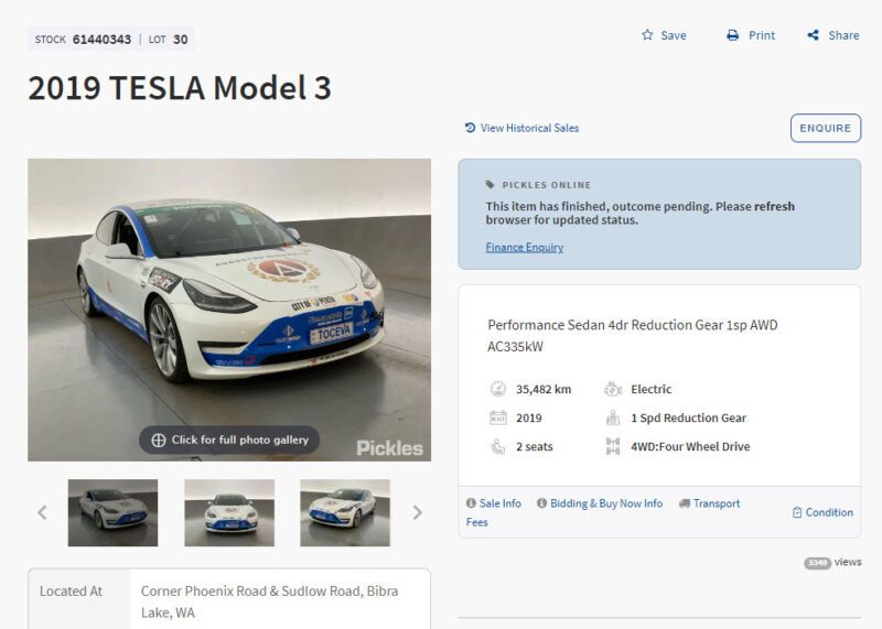 Tesla Model 3 "rally" car - with seats stripped out and a roll cage ...