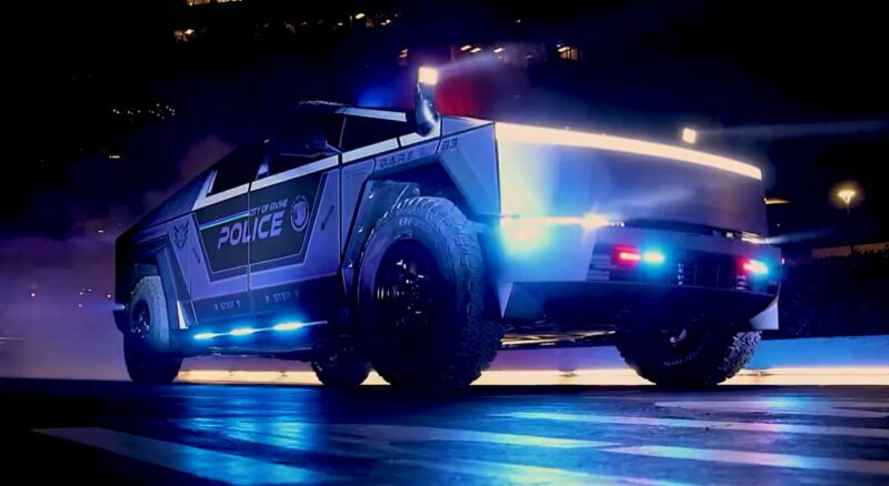 First police Tesla Cybertruck makes its way into movie trailer-like ...